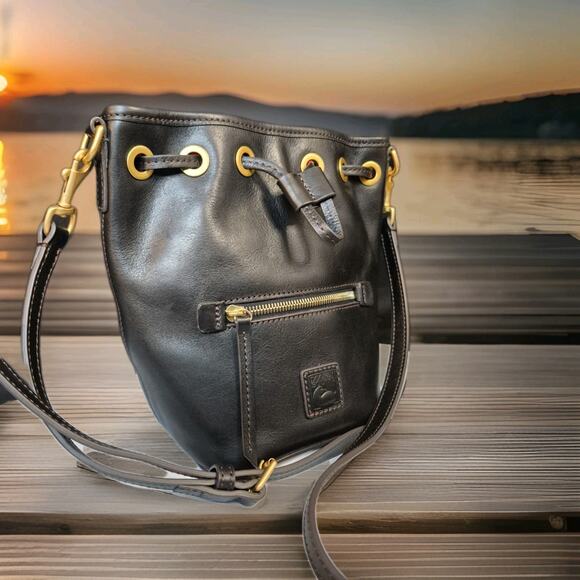 Dooney & Bourke | Bags | Dooney Bourke Saffiano Leather Drawstring ...